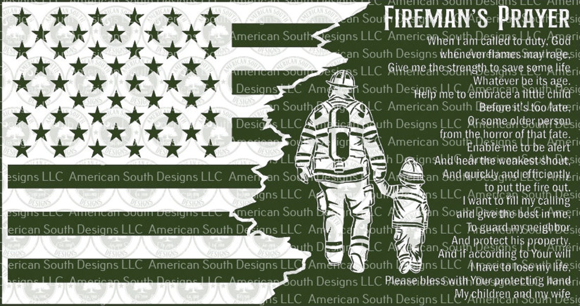 Tattered Flag 3 With Fireman's Prayer SVG - Etsy