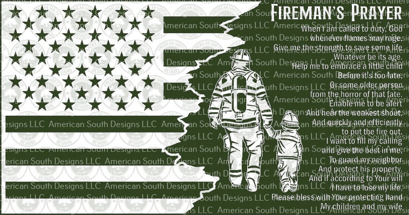 Tattered Flag 3 With Fireman's Prayer SVG - Etsy