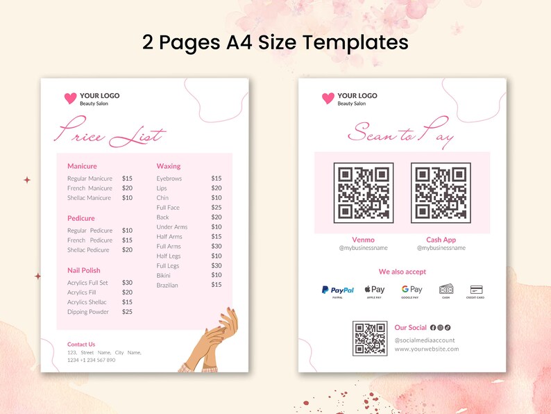 Editable Price List Template Bundle Printable Business - Etsy