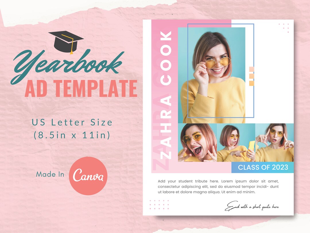 Full Page Yearbook Ad Template | Personalized School Graduation ...