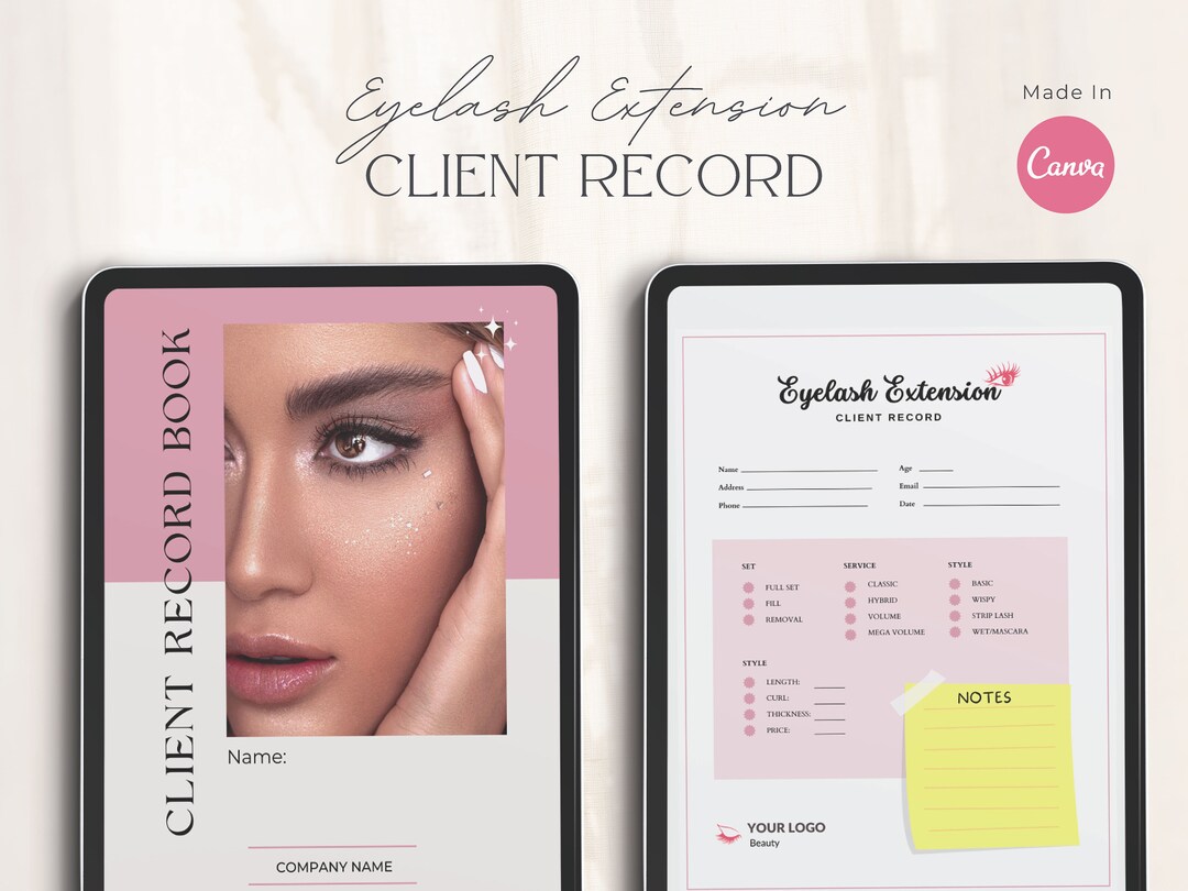Editable Eyelash Extension Client Record | Client Information Card ...