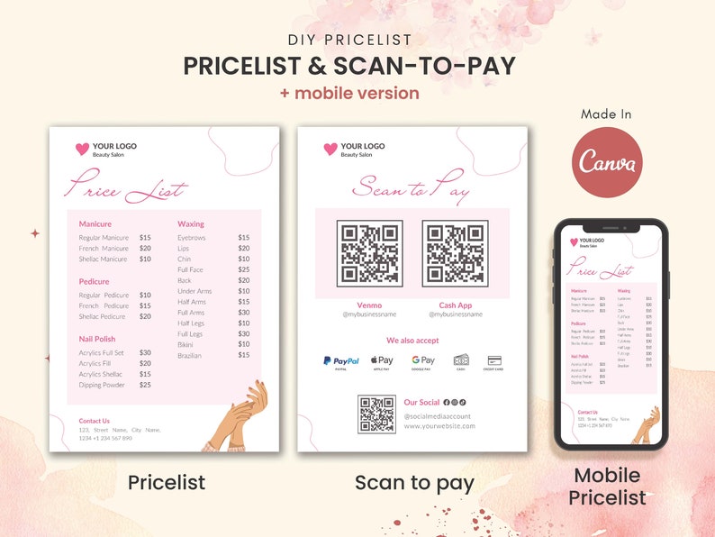 Editable Price List Template Bundle Printable Business - Etsy