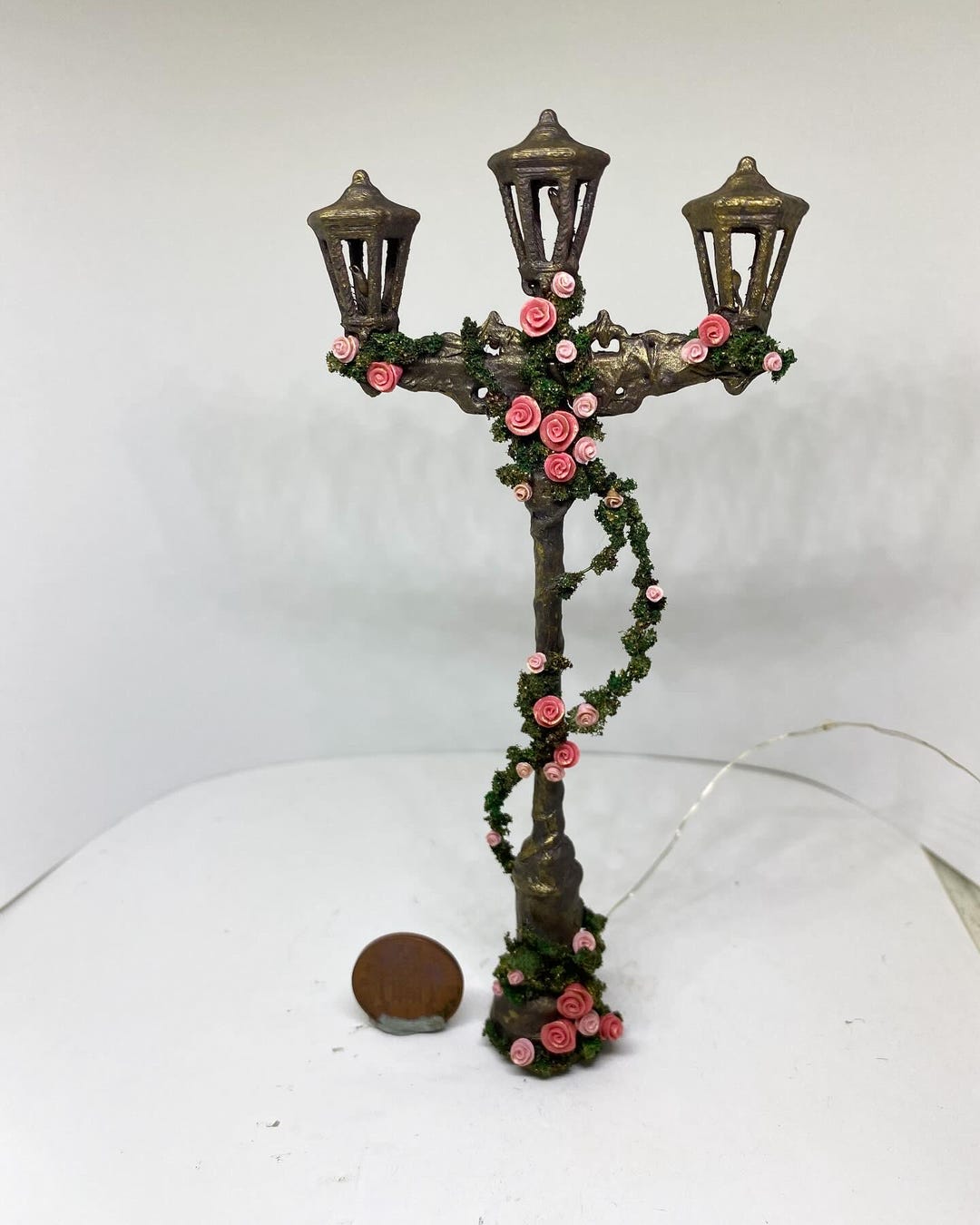 12th Scale Light up Rose Street Lamp Ooak Handmade Collectable ...