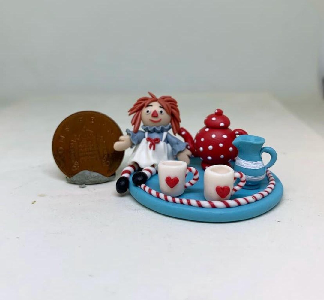 12th Scale Raggedy Anne Tea Set on Tray Ooak Handmade Collectable ...
