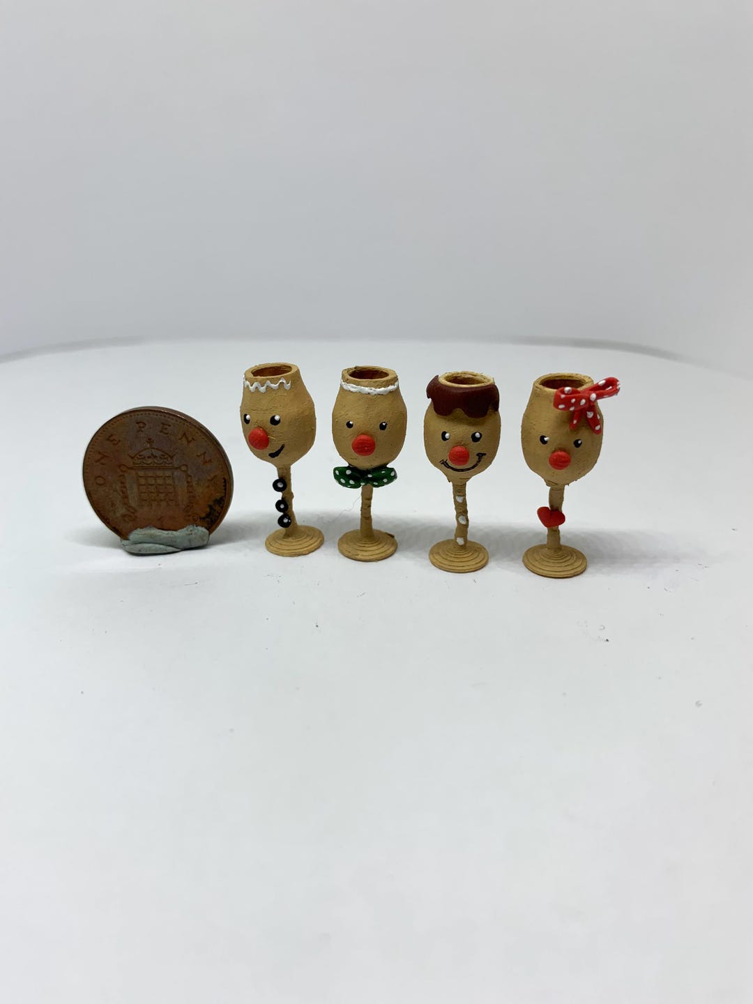 12th Scale Set of 4 Gingerbread Men Glasses Ooak Handmade Collectable ...
