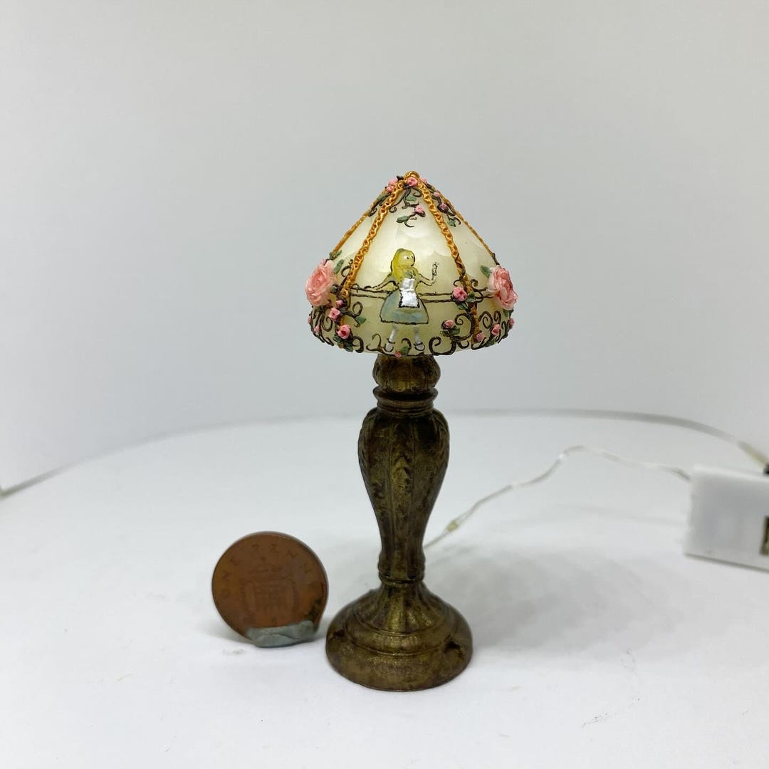12th Scale Alice in Wonderland Tiffany Style Lamp Ooak Handmade ...