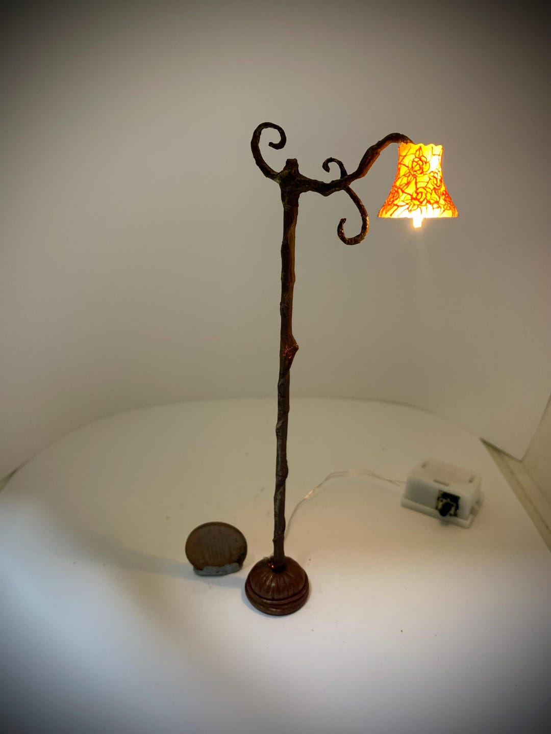 12th Scale Light up Tiffany Style Floor Lamp Ooak Handmade Collectable ...