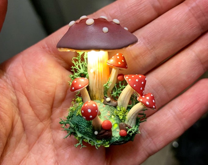 12th Scale Light up Mushroom Lamp Ooak Handmade Collectable Miniature ...