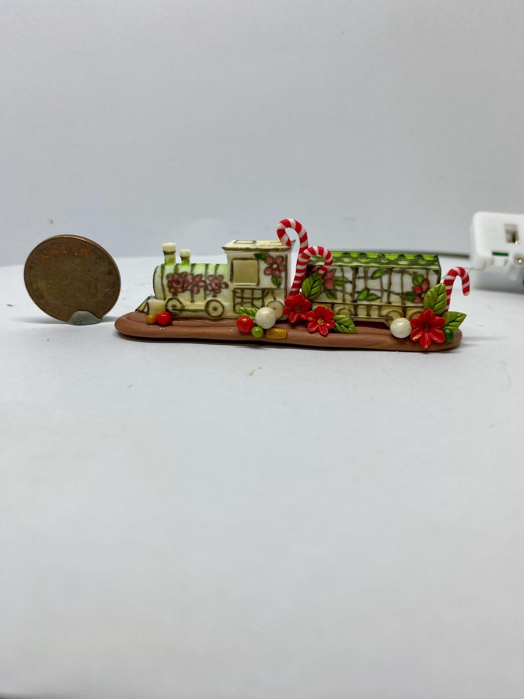 12th Scale Christmas Train Tiffany Style Lamp Ooak Handmade Collectable ...