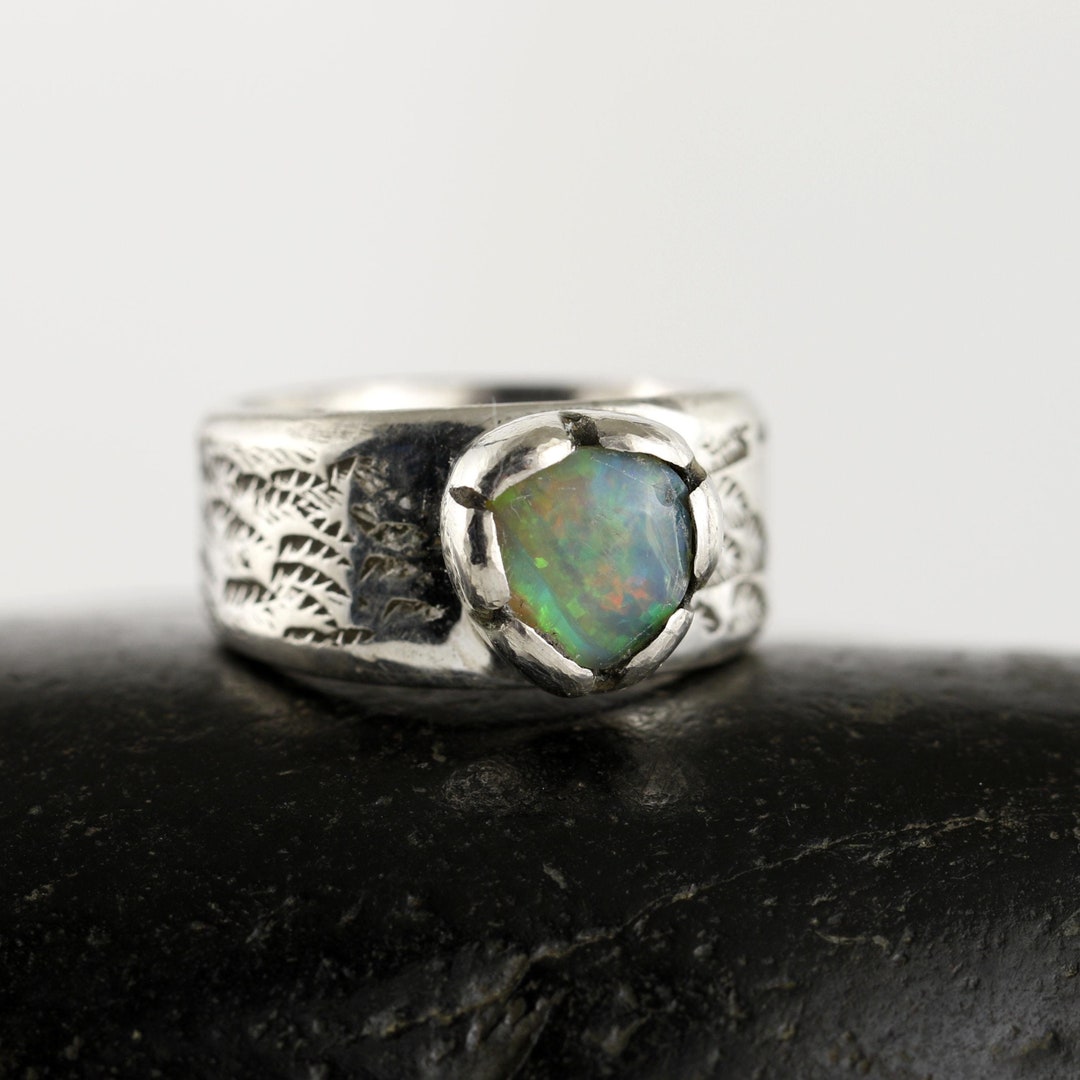 The Cosmic Opal Ring in Fine Silver - Ring Size 6 1/2 - Etsy