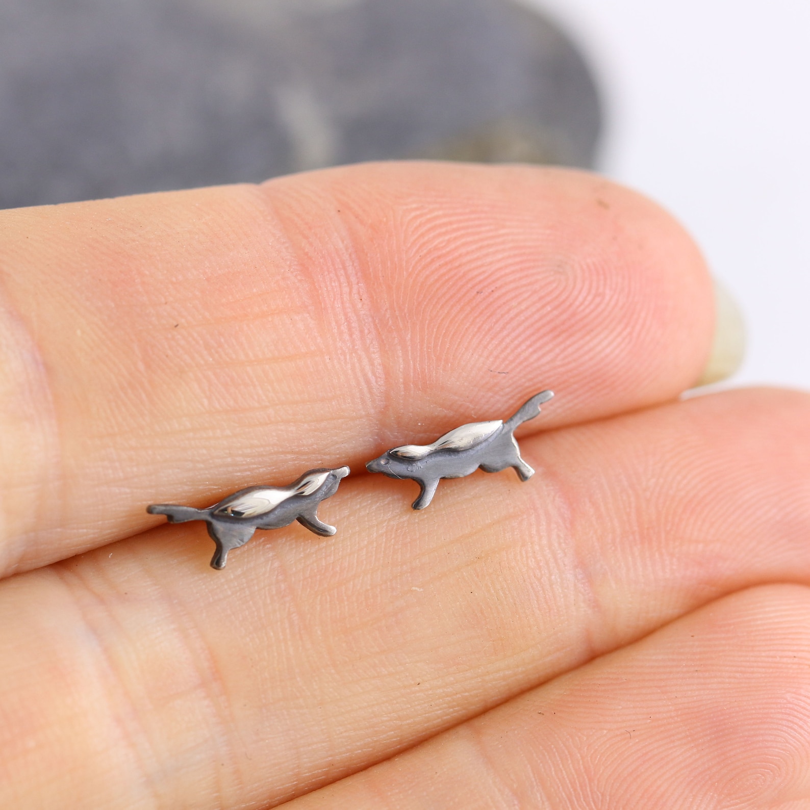 Tiny Honey Badger Sterling Silver Stud Earrings - Etsy
