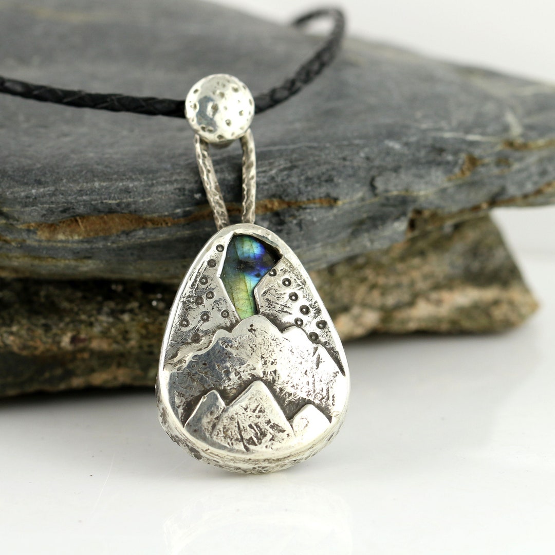 Fine Silver Alaska Scene Necklace With Labradorite Northern - Etsy
