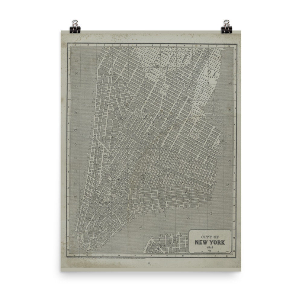 Map of Manhattan, Map From 1842, City of New York, City Maps, Maps of ...