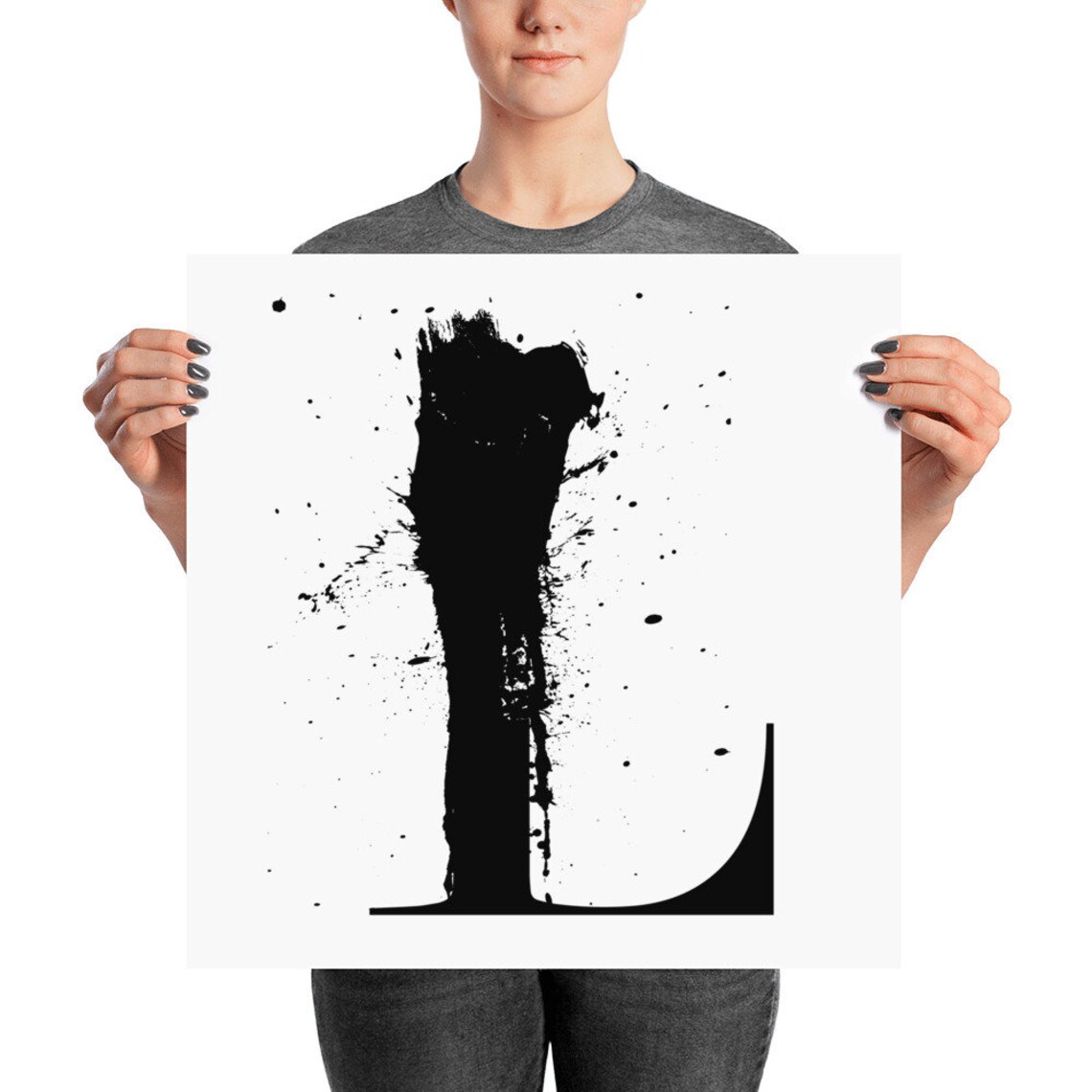 Letter L Print, Modern Calligraphy, Letter L Art, Ink Splash, Abstract ...