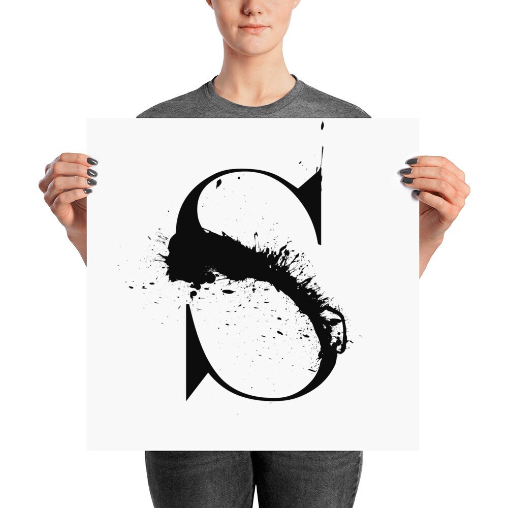 Letter S Print Modern Calligraphy Letter S Art Ink Splash - Etsy