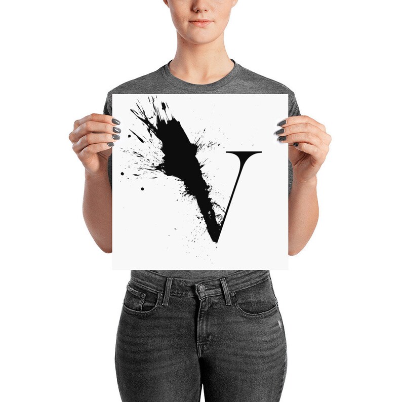 Letter V, Abstract Calligraphy, Modern Calligraphy, Custom Initials ...