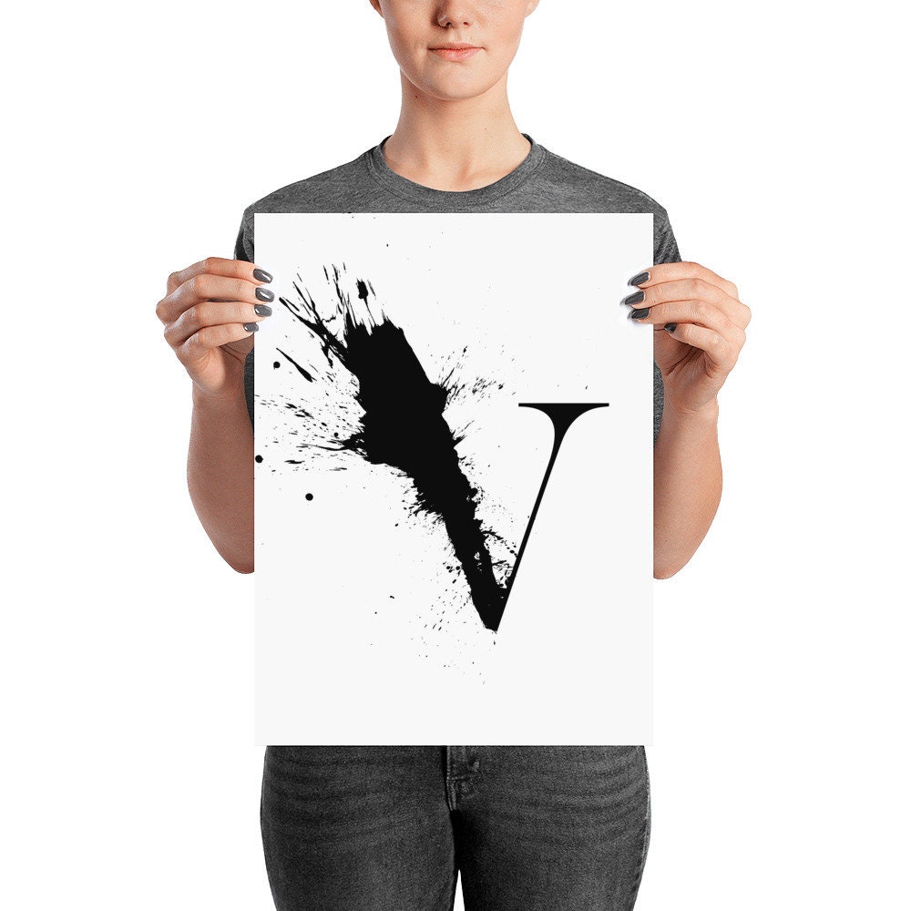 Letter V, Abstract Calligraphy, Modern Calligraphy, Custom Initials ...
