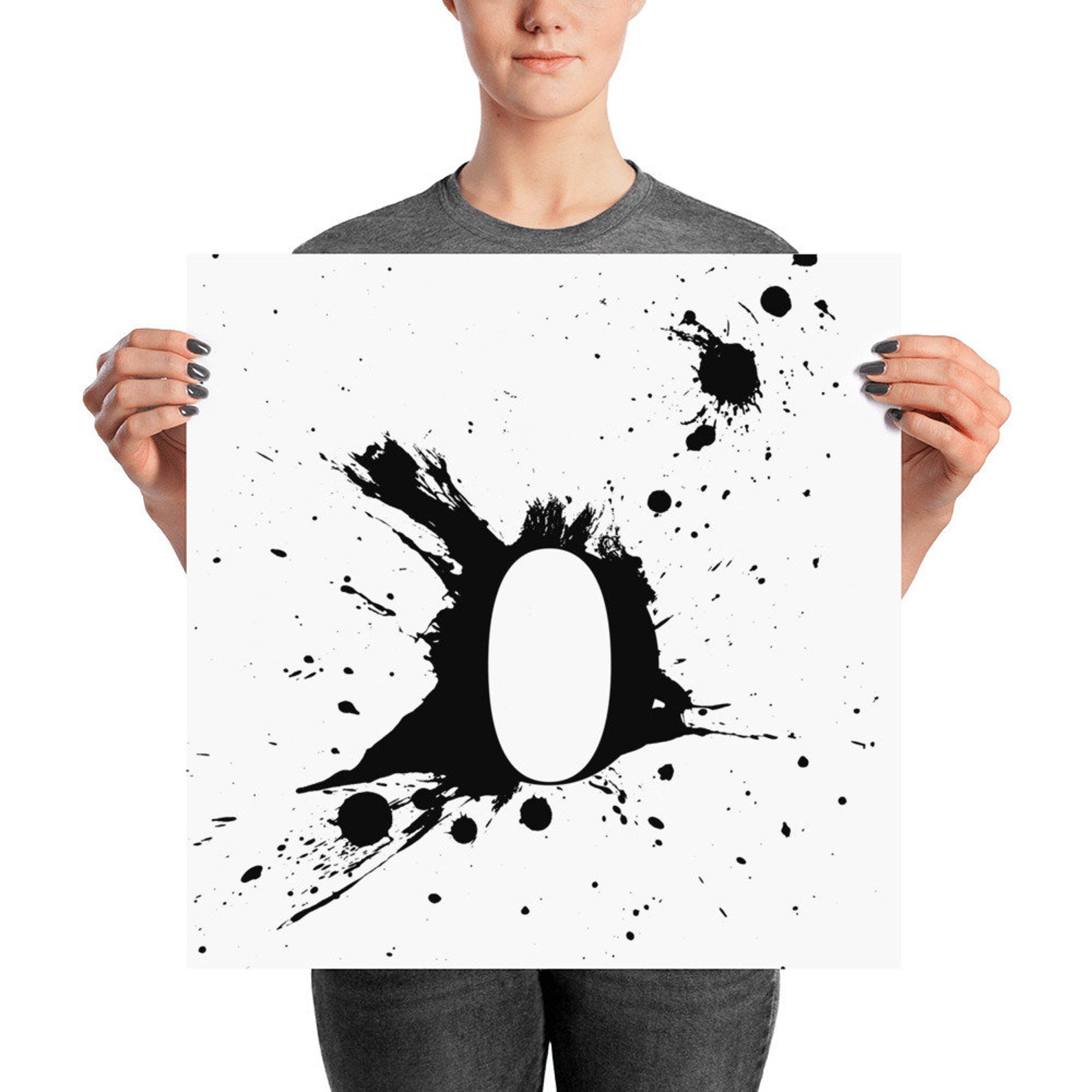 Letter O Print Modern Calligraphy Letter O Art Ink Splash - Etsy