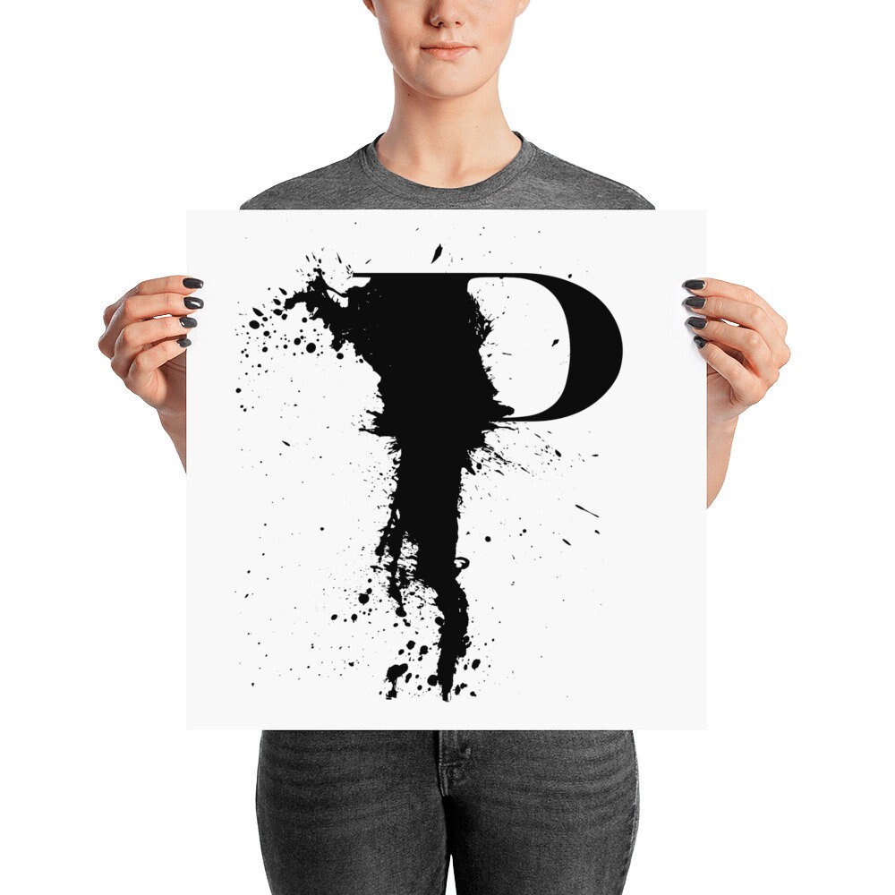 Letter P Print, Modern Calligraphy, Letter P Art, Ink Splash, Abstract ...
