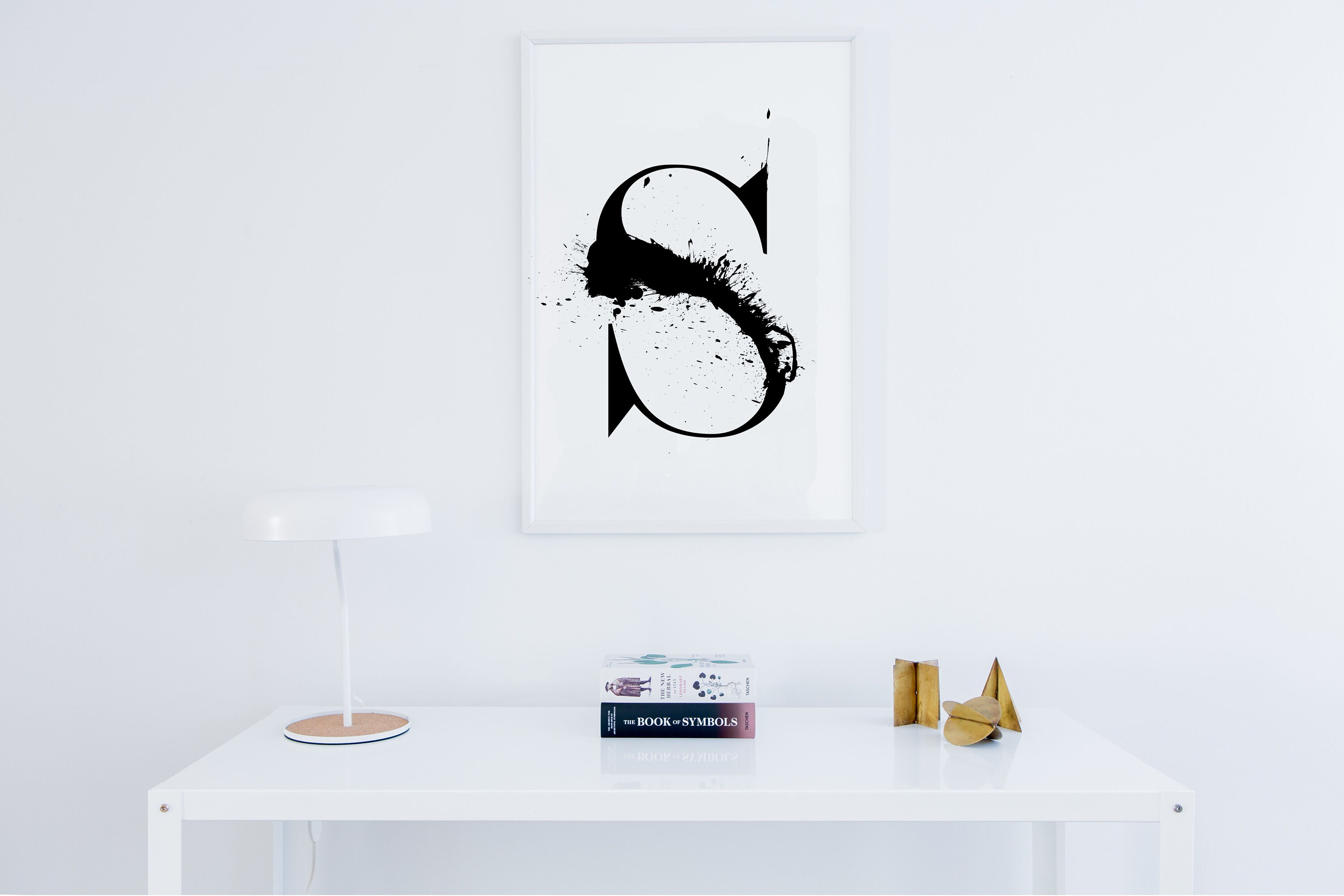 Letter S Print Modern Calligraphy Letter S Art Ink Splash - Etsy