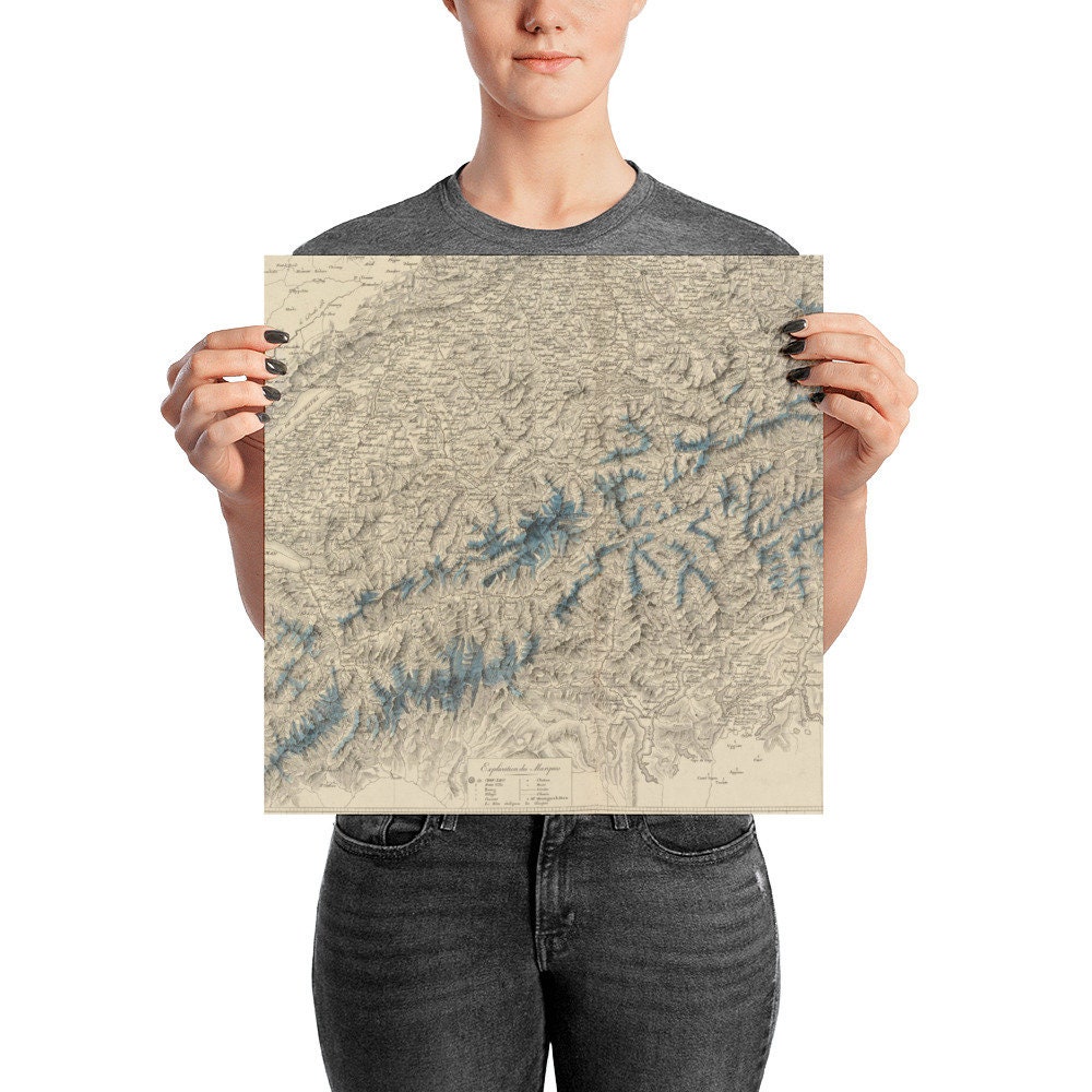 Swiss Alps Map Mountain Range Map Alps Mountain Range Map - Etsy