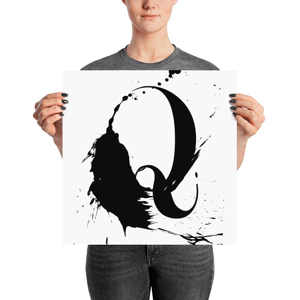 Letter Q Print Modern Calligraphy Letter Q Art Ink Splash - Etsy