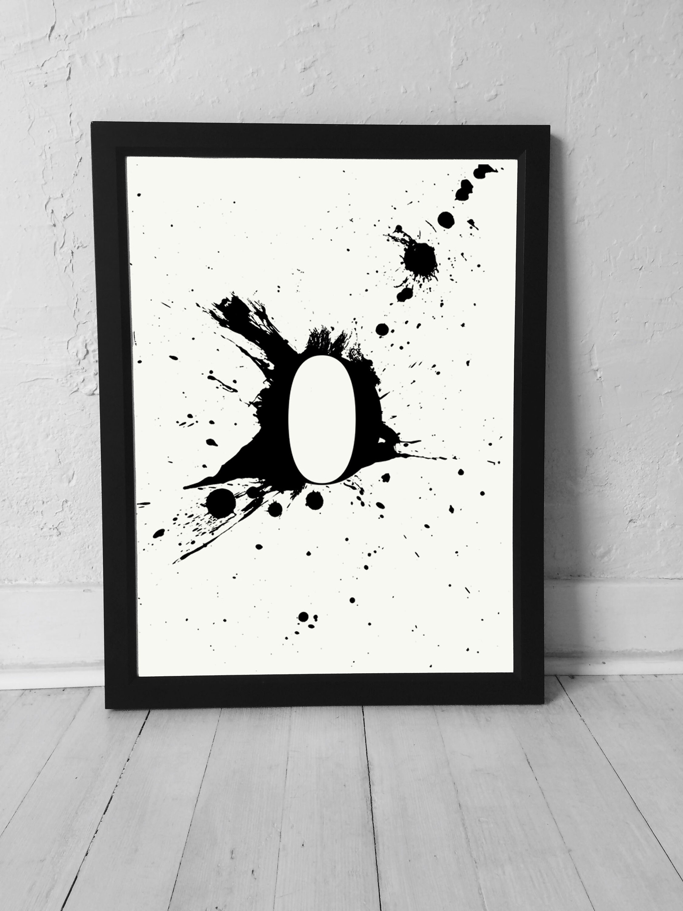 Letter O Print, Modern Calligraphy, Letter O Art, Ink Splash, Abstract ...
