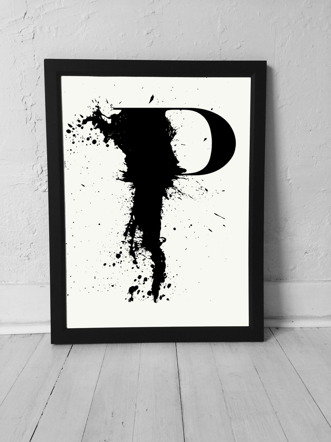 Lettre P impression, calligraphie moderne, Lettre P art, Encre splash ...