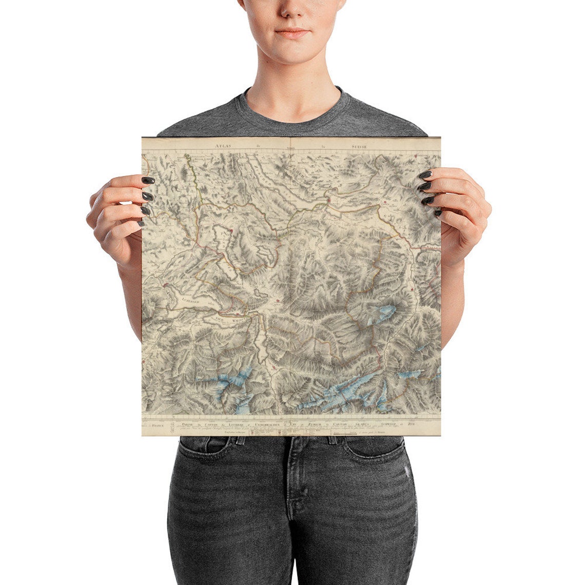 Swiss Alps Map Mountain Range Map Alps Mountain Range Map - Etsy