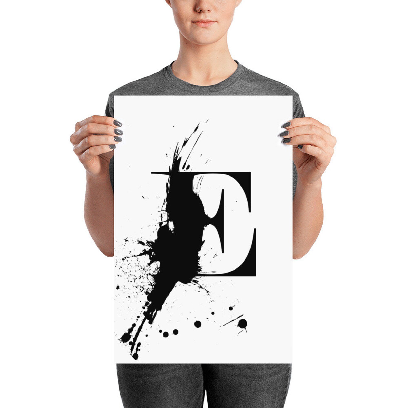 Letter E Print Modern Calligraphy Letter E Art Ink Splash - Etsy