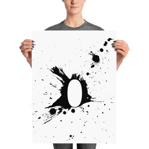 Letter O Print, Modern Calligraphy, Letter O Art, Ink Splash, Abstract ...