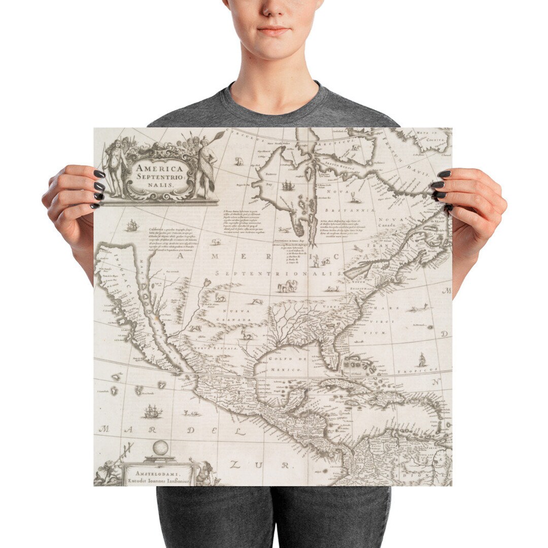 Map of America, Map From 1639, Vintage Map of America, American Map ...