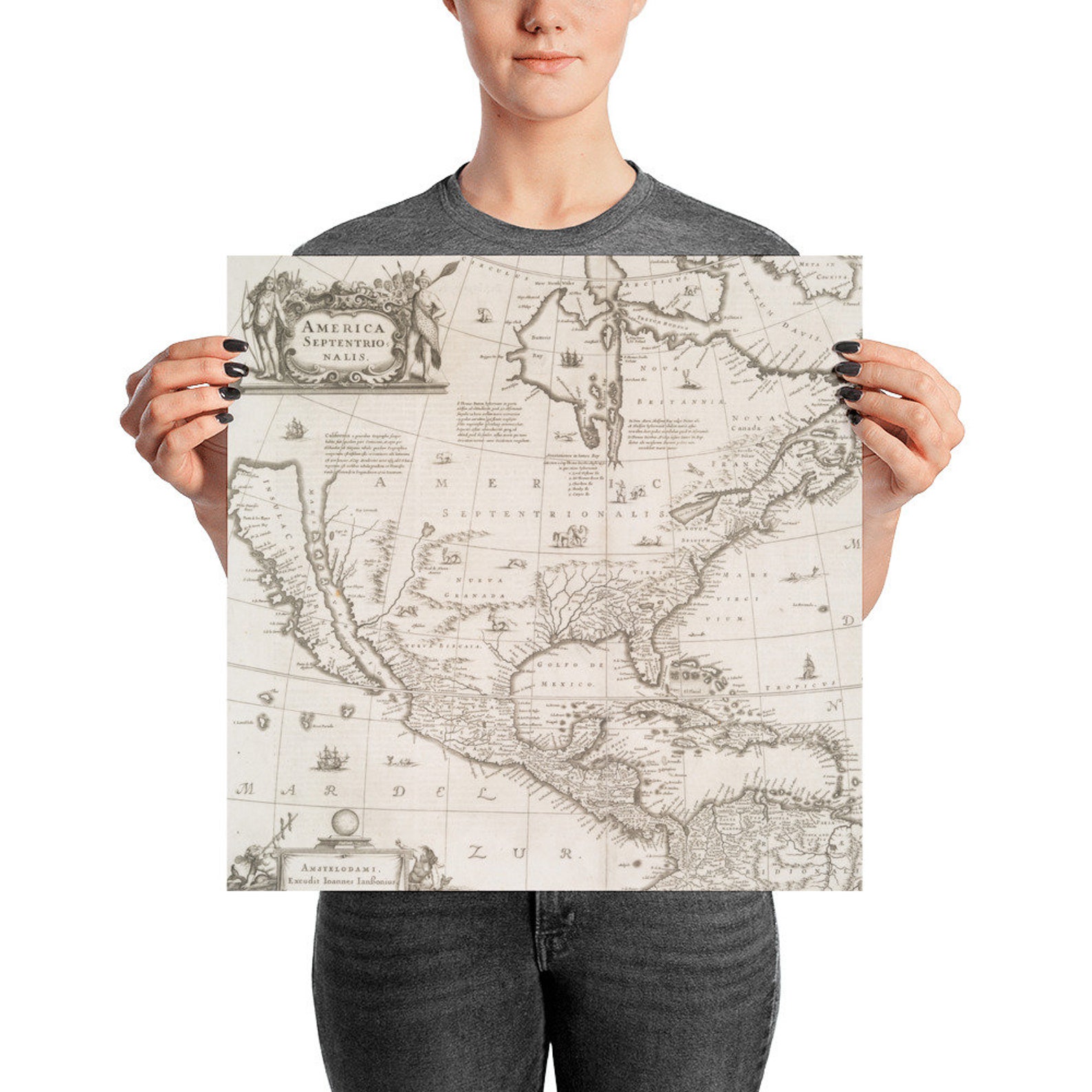 Map of America Map From 1639 Vintage Map of America - Etsy