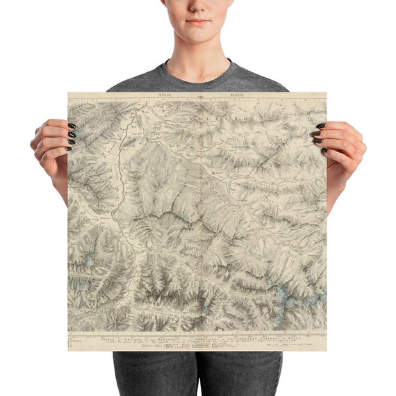 Swiss Alps Map Mountain Range Map Alps Mountain Range Map - Etsy