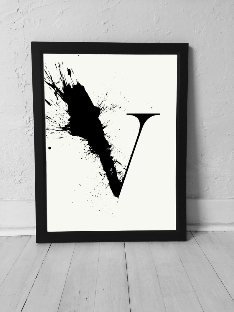 Letter V, Abstract Calligraphy, Modern Calligraphy, Custom Initials ...