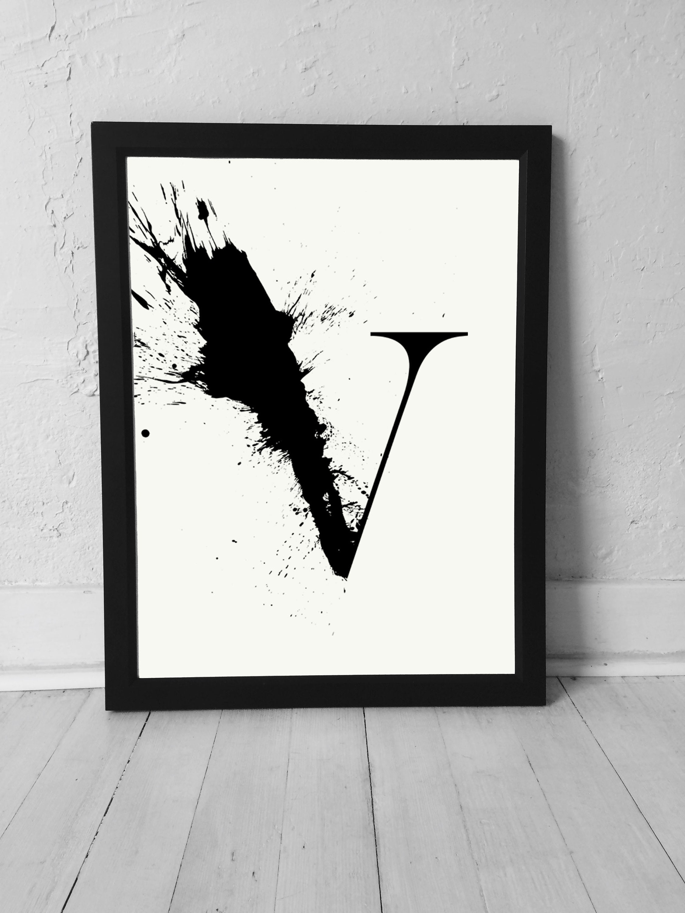 Letter V, Abstract Calligraphy, Modern Calligraphy, Custom Initials ...