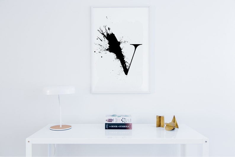 Letter V, Abstract Calligraphy, Modern Calligraphy, Custom Initials ...