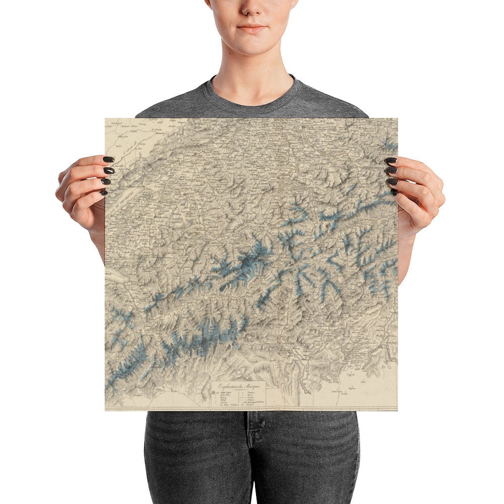 Swiss Alps Map Mountain Range Map Alps Mountain Range Map - Etsy