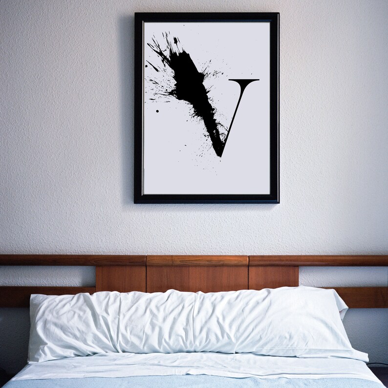 Letter V, Abstract Calligraphy, Modern Calligraphy, Custom Initials ...