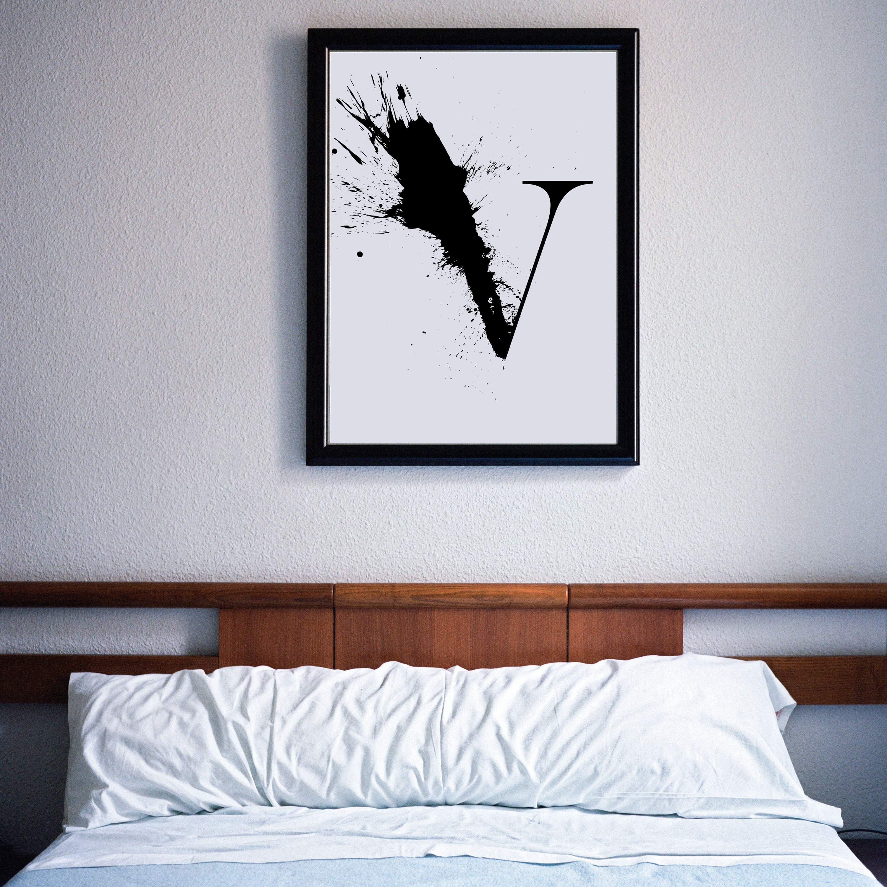 Letter V, Abstract Calligraphy, Modern Calligraphy, Custom Initials ...