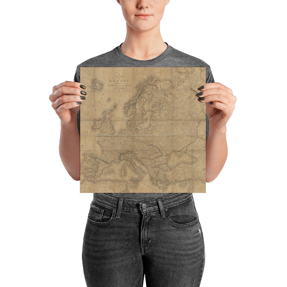 Mapa de Europa, Mapa de 1819, Mapa vintage de Europa, Mapa de Europa ...