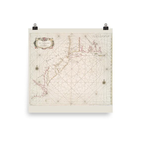 New England Map Map From 1672 Vintage Oceanic Map Atlantic - Etsy