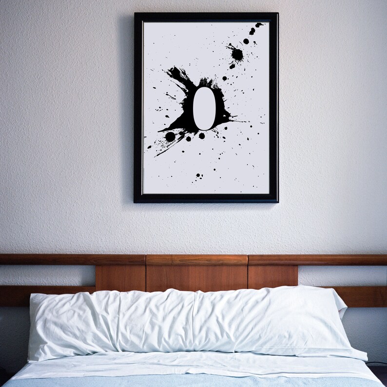 Letter O Print, Modern Calligraphy, Letter O Art, Ink Splash, Abstract ...