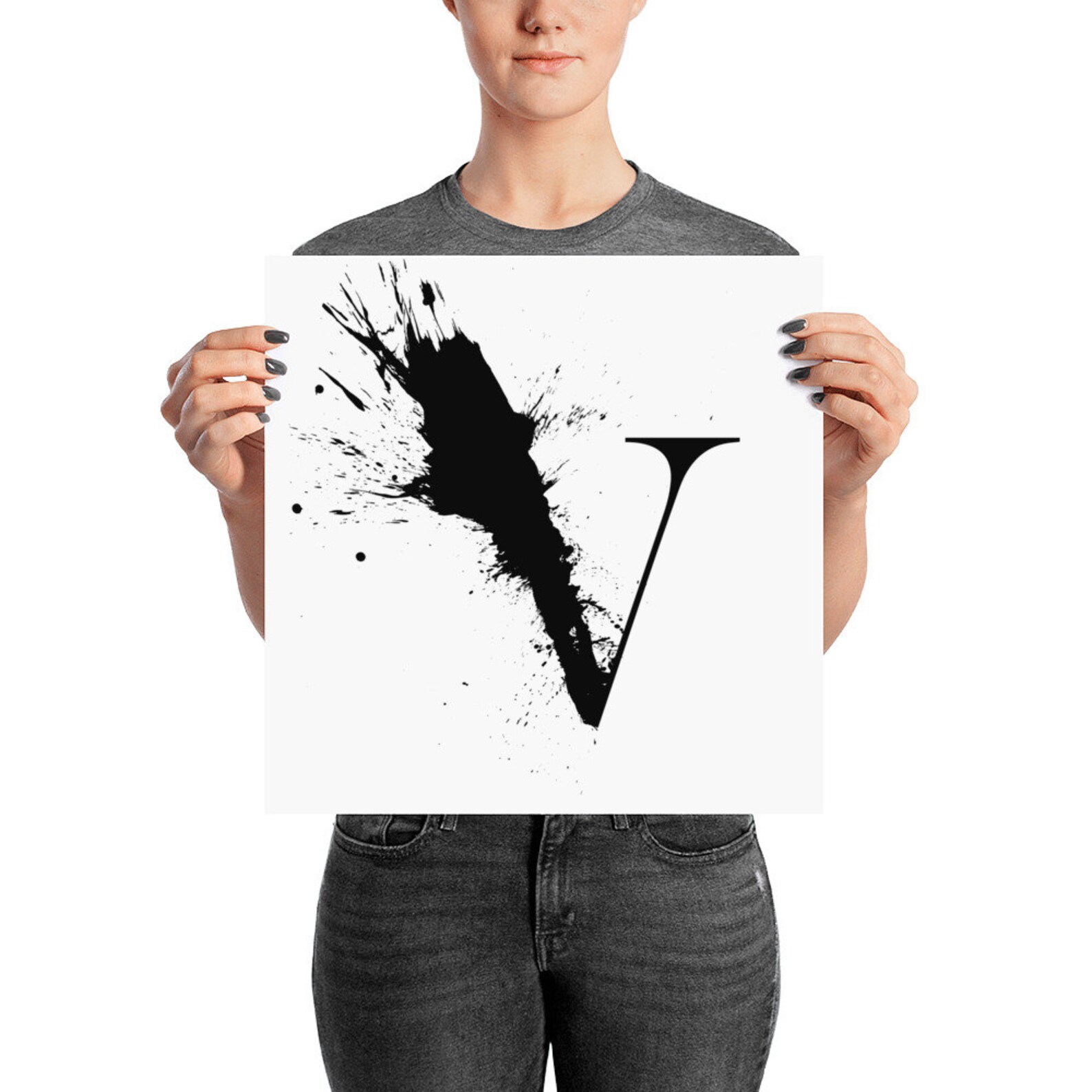 Letter V, Abstract Calligraphy, Modern Calligraphy, Custom Initials ...