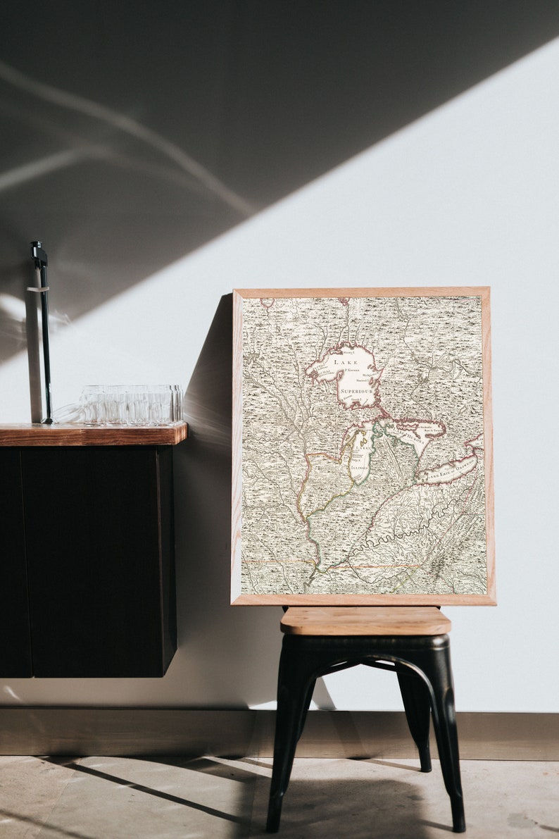 Great Lakes Map Vintage US Maps Old Maps Vintage Map Art - Etsy