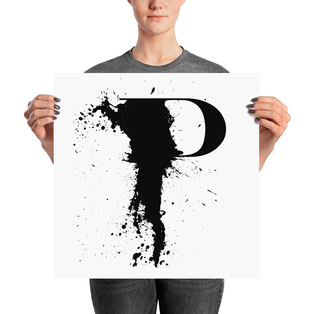 Letter P print modern calligraphy Letter P art Ink splash | Etsy