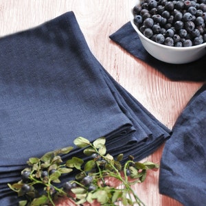 Cloth Napkins Bulk, Blue Linen Napkins, Blue Cloth Napkins, Unbleached ...