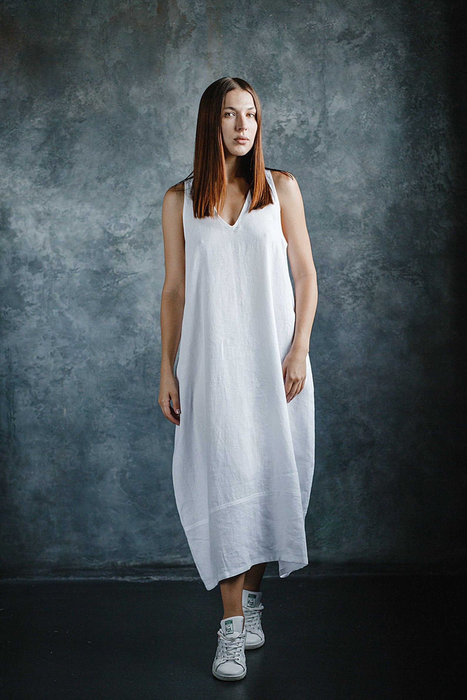 Sleeveless Linen Dresswhite Linen Dresslinen Dresses for | Etsy