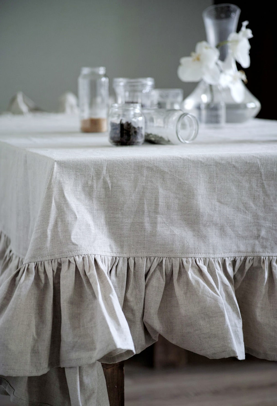 White Linen Tableclothcustom Tableclothlinen Tablecloth | Etsy
