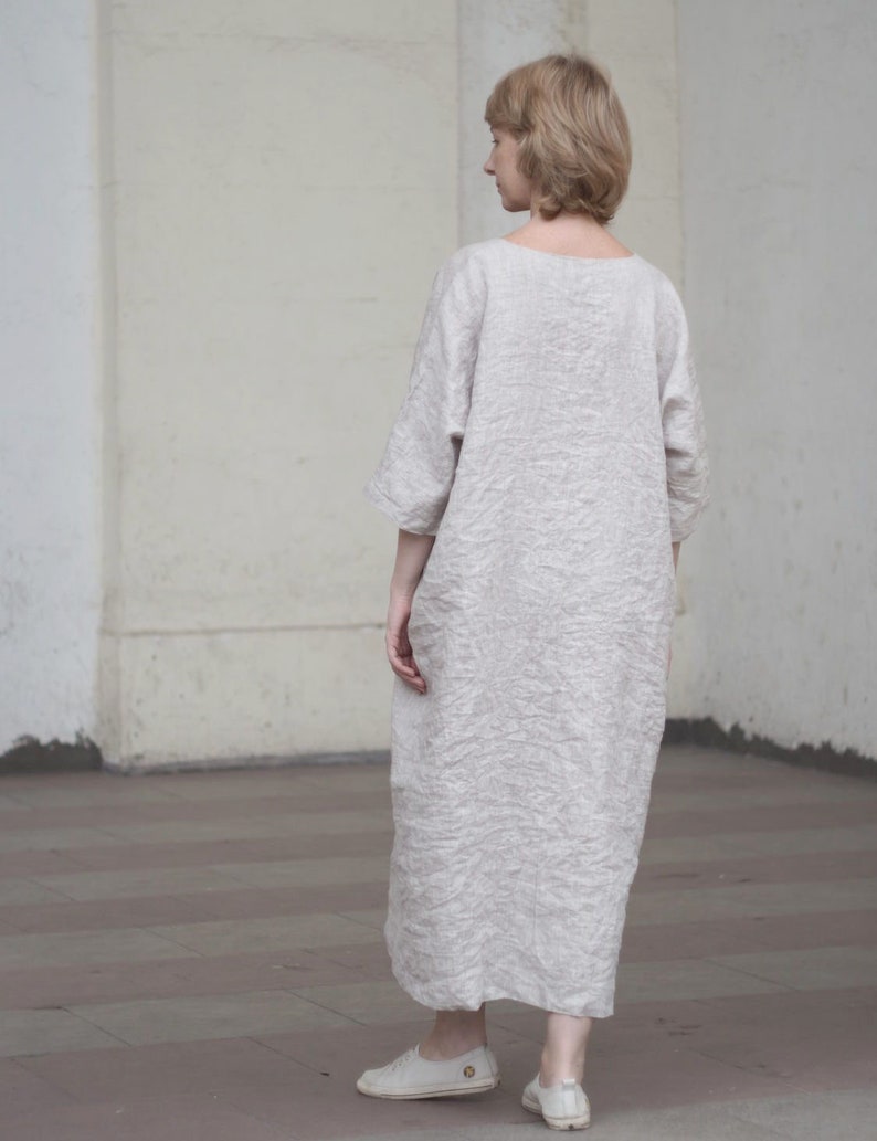 Organic Linen Dresswhite Linen Dressloose Linen Dresslinen | Etsy
